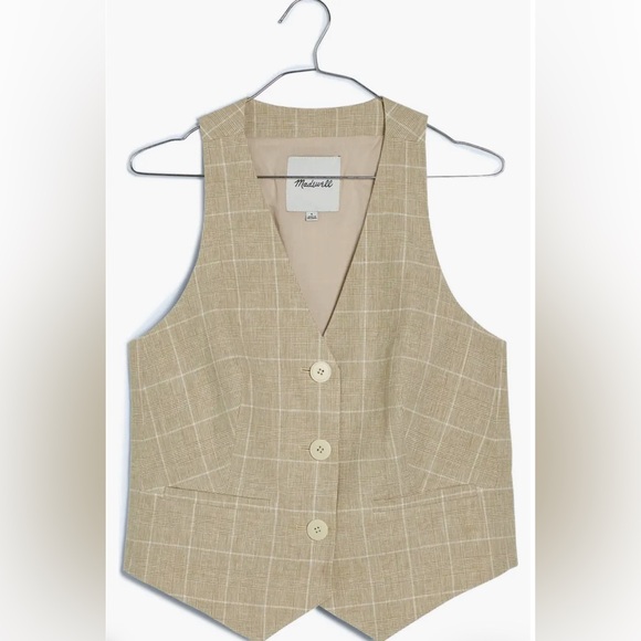 Madewell | Jackets & Coats | Madewell Tan Checkered Plaid Vest | Poshmark